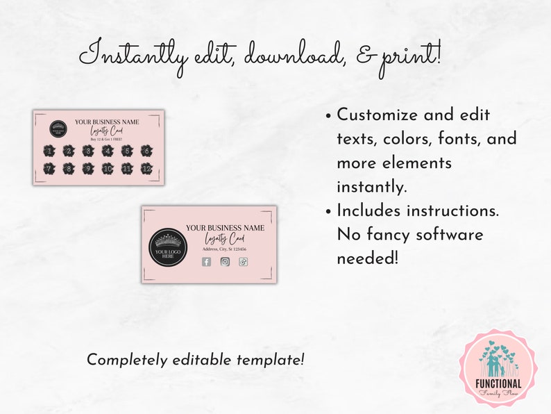 Reward Punch Card | Editable Loyalty Card | Punch Card for Business ...