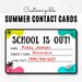 Editable Summer Contact Card | End of School Cards for Kids | School is ...