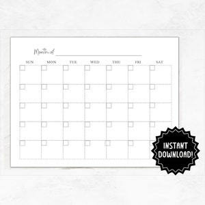 Blank Monthly Calendar Page | Printable Empty Calendar Page | No Dates ...
