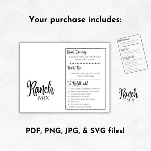 Printable Ranch Dry Mix Label | Ranch Seasoning Label PDF SVG JPG ...