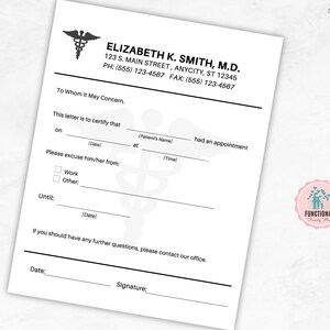 Fillable Doctors Note | Doctor Excuse Note Template | Custom Drs Notepad | Doctor Excuse Letter ...