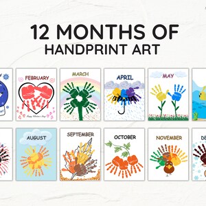 12 Month Memory Book Keepsake Craft Yearly Handprint Art Preschool ...
