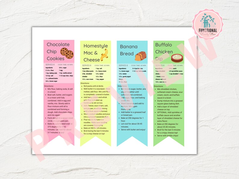 Recipe Template Editable Recipe Bookmark Create Your Own - Etsy
