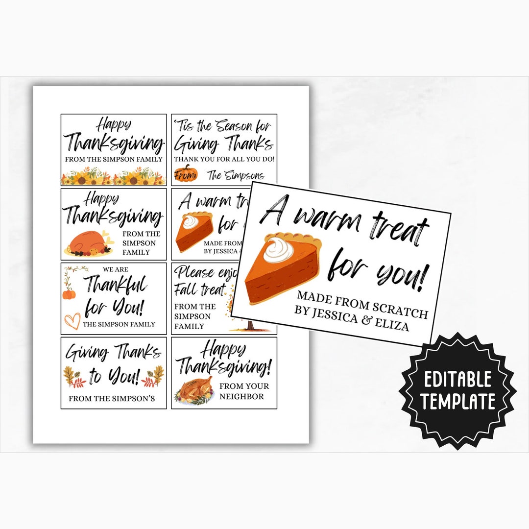 Fall Treat Label Template | Thanksgiving Treat Labels | Sweet Treat ...