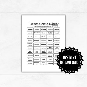 Road Trip License Plate Game | Printable Road Trip Activity | 50 States ...