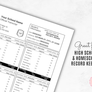 High School Transcript Template | Editable Homeschool Transcript ...