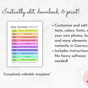 Kids Daily Schedule Template | Editable Daily Routine for Kids ...