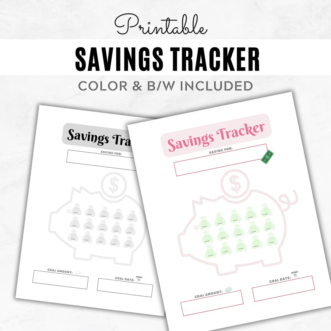Kid's Savings Tracker Printable Allowance Sheet Piggy Bank Money ...
