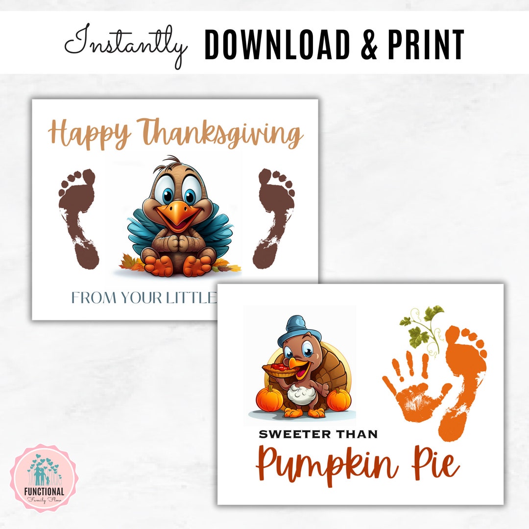 Happy Thanksgiving Card Turkey Footprint Art From Kids Baby ...