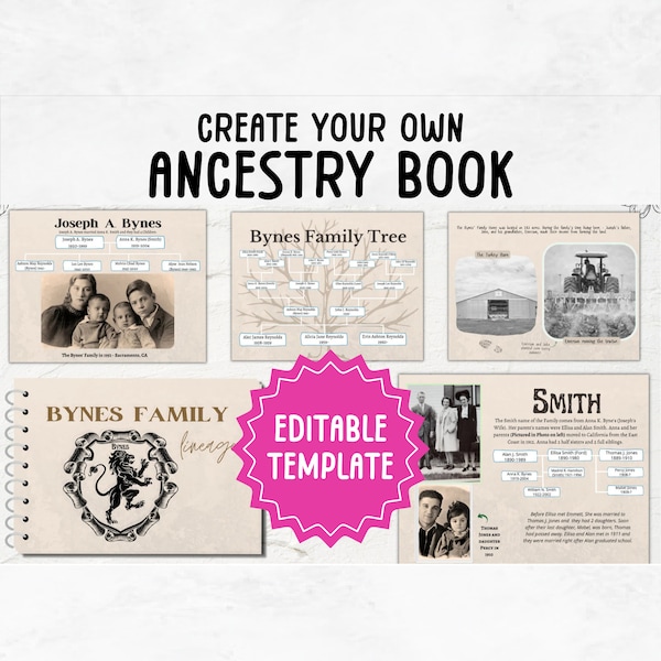 Family Tree Book Template - Etsy