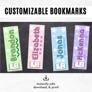 Printable Bookmarks Editable Bookmark Template Gift Idea for Students ...