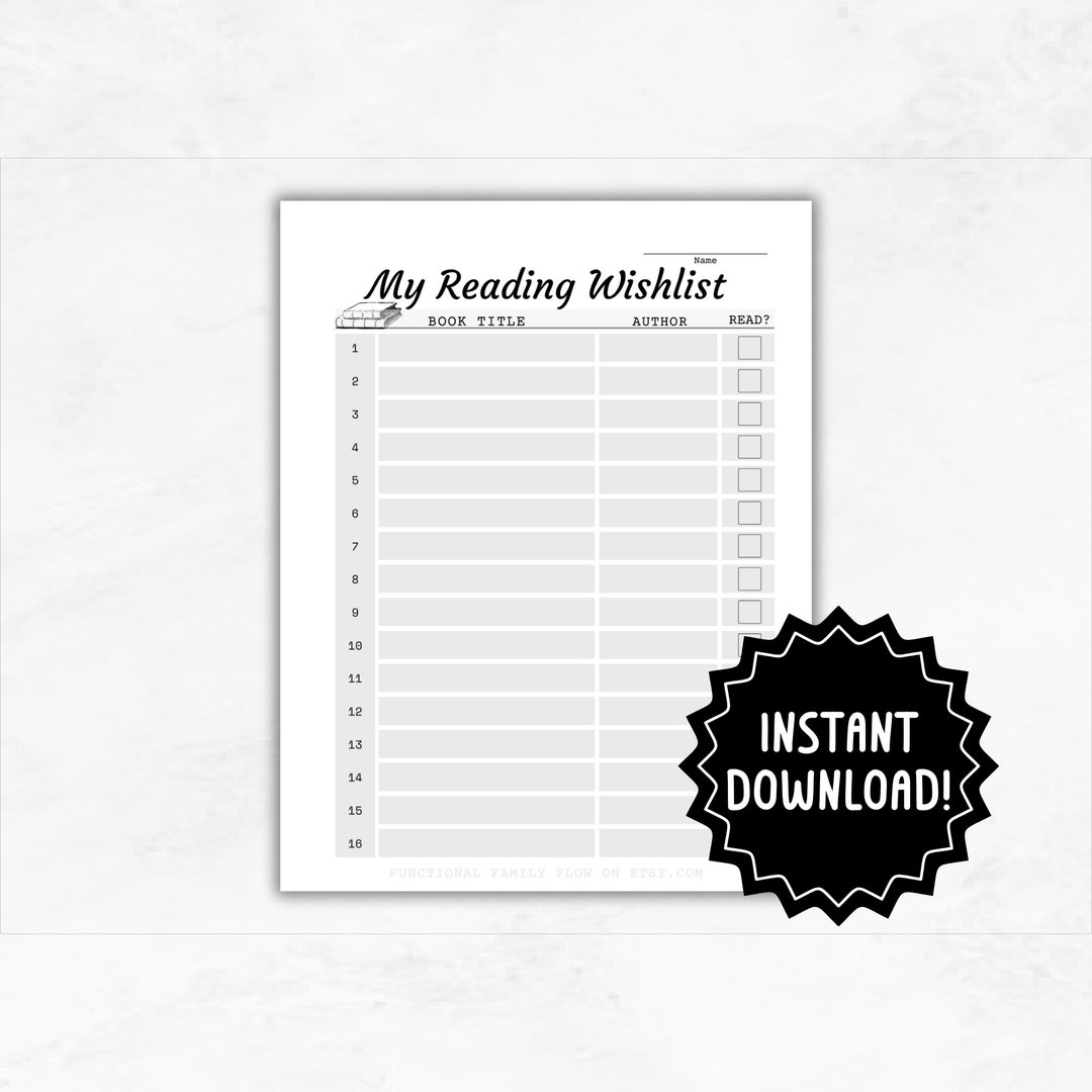 Book Wish List | Printable Reading Planner | Reading Journal Page ...
