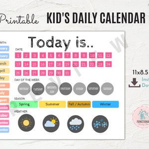 Printable Preschool Calendar Worksheet | Homeschool Daily Calendar ...