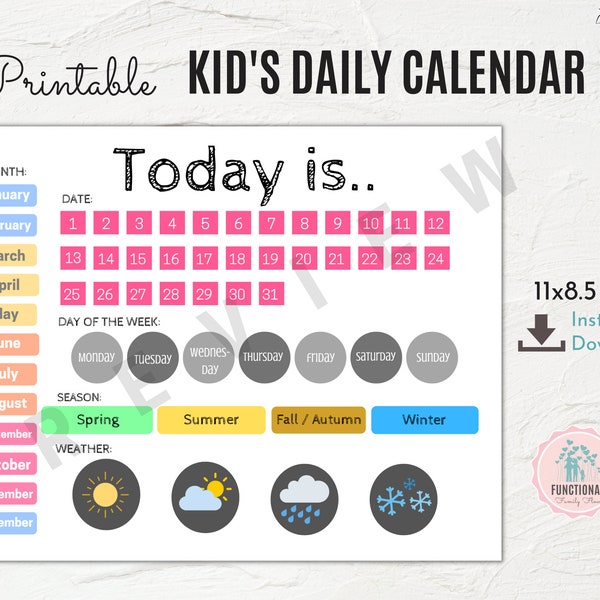 Daily Activity Preschool Calendar - Etsy