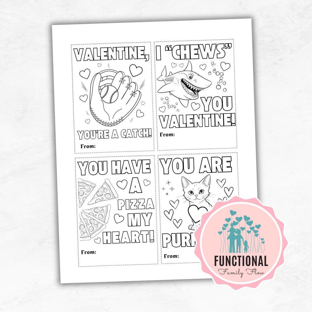 Crayon Valentine's Cards Printable Coloring Valentine's Day Cards Class ...