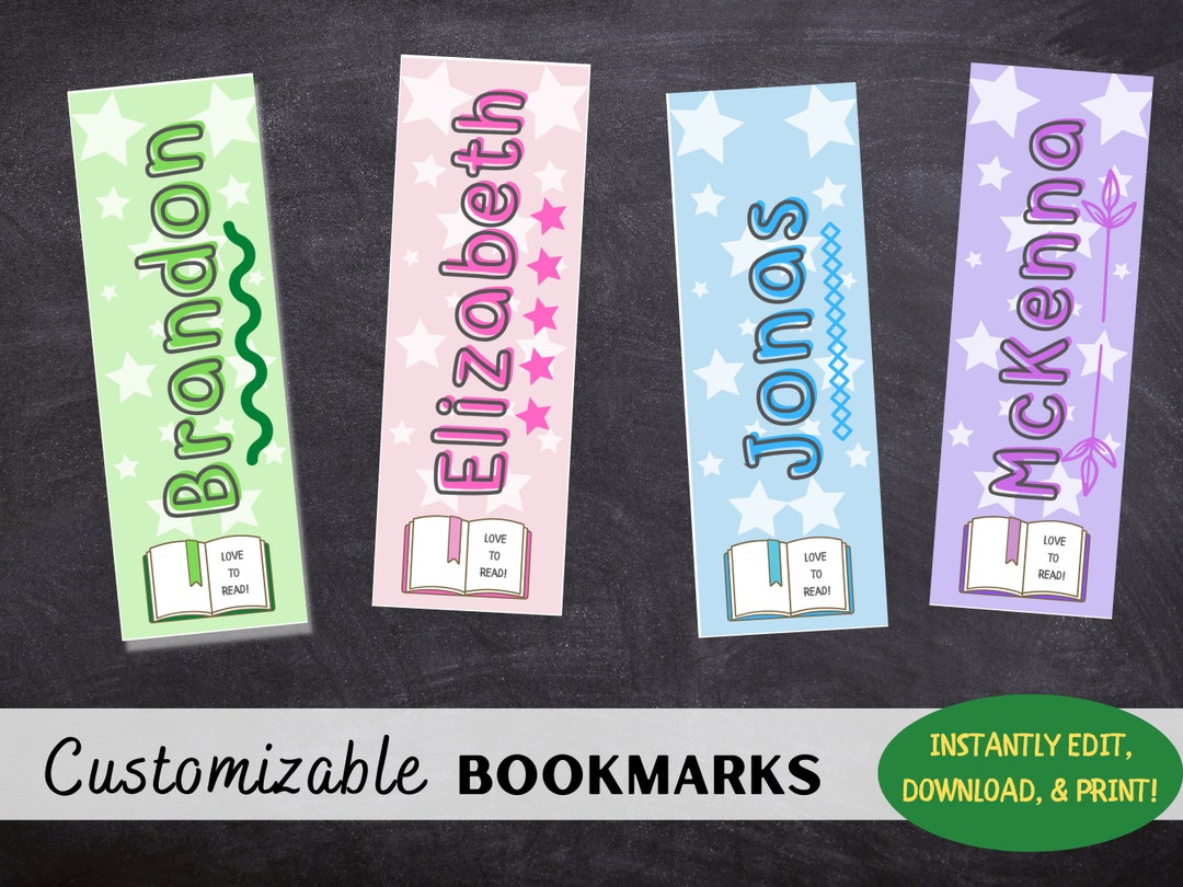 Printable Bookmarks Editable Bookmark Template Gift Idea - Etsy