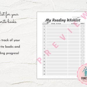 Book Wish List | Printable Reading Planner | Reading Journal Page ...