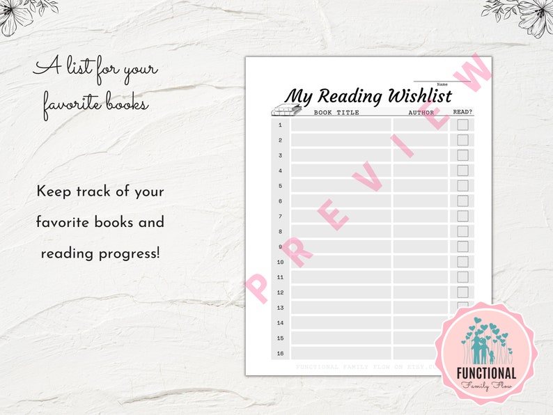 Book Wish List Printable Reading Planner Reading Journal - Etsy