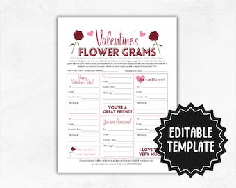 Valentine's Day Flower Gram Template Bundle - Etsy