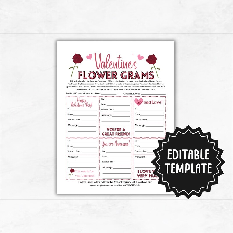 Carnation Grams Template - Etsy