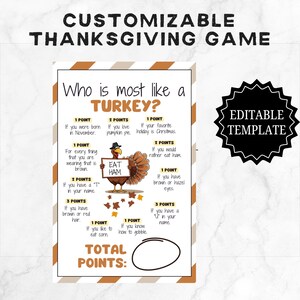 Printable Thanksgiving Game | Editable Family Thanksgiving Game ...