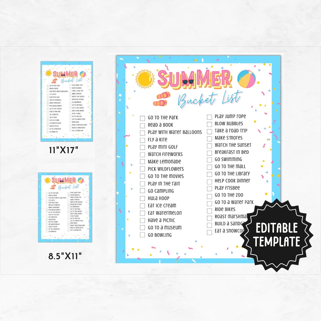 Custom Summer Bucket List | Create Your Own Summer Bucket List Poster ...