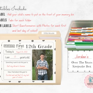 School Years Memory Keepsake Labels | Printable Childhood Memory Bin ...