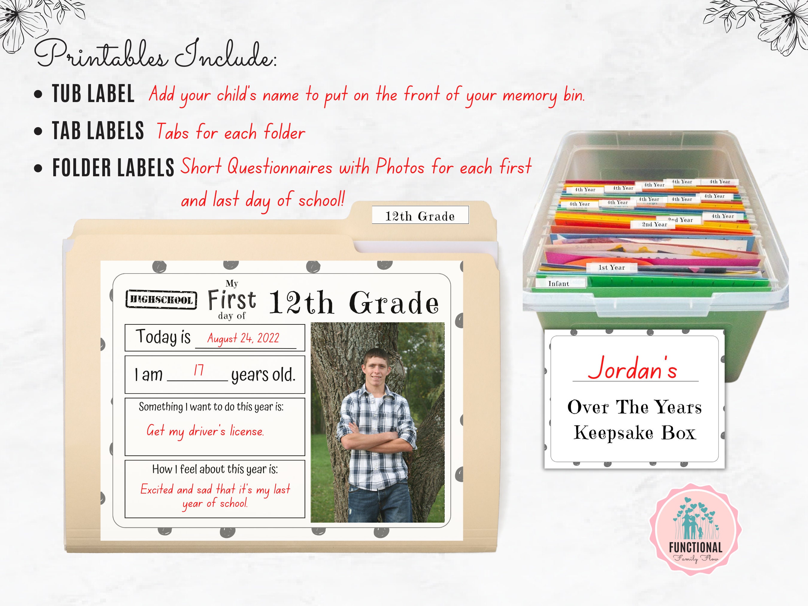 School Years Memory Keepsake Labels | Printable Childhood Memory Bin ...