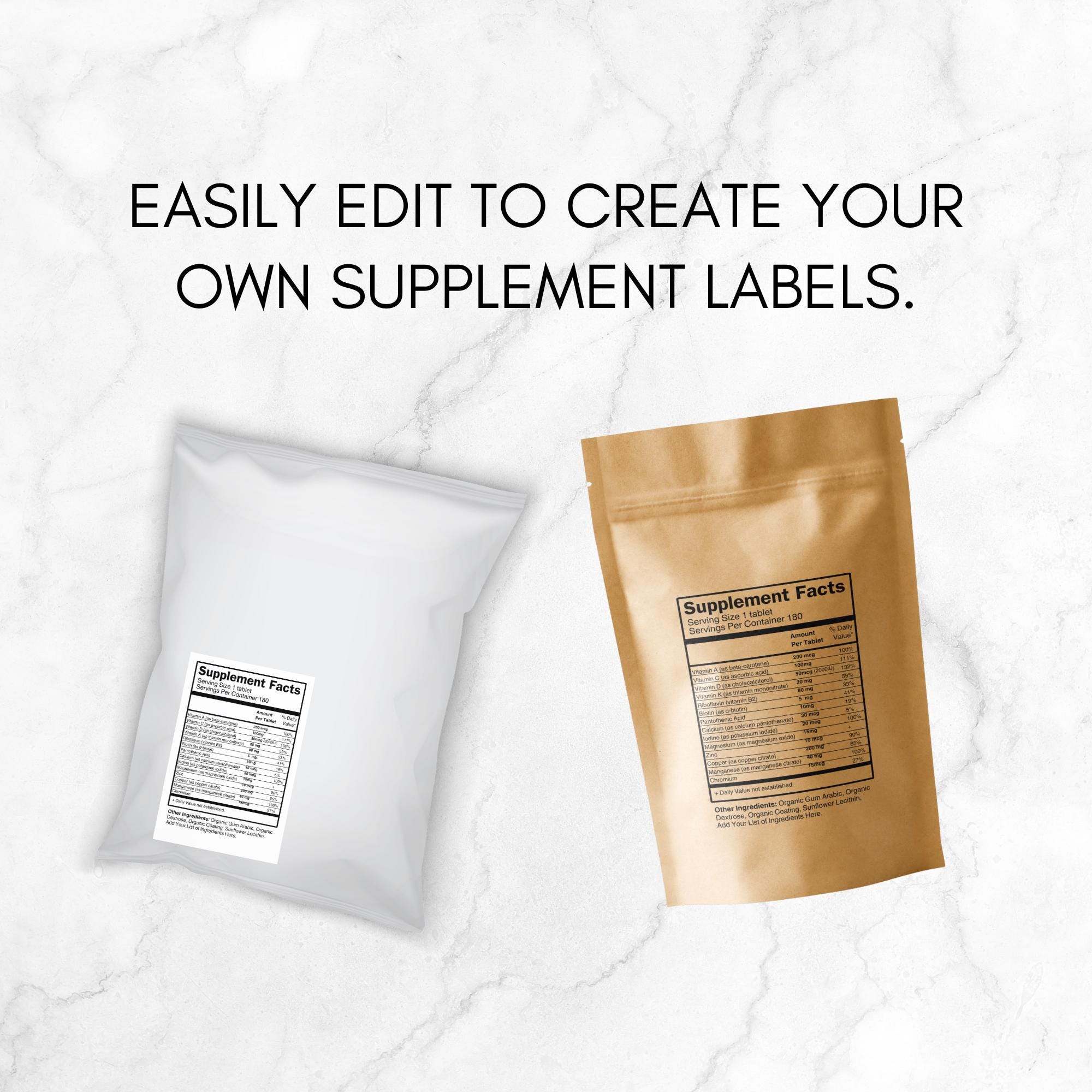 Supplement Facts | Editable Supplement Nutrition Label | Supplement ...