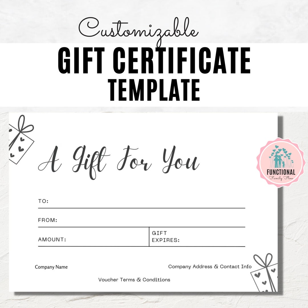 Custom Gift Certificate Editable Gift Voucher Template Create Your Own ...