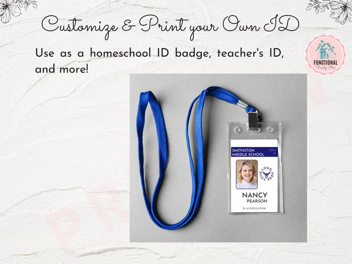 Custom ID Badge | Editable ID Card Template | Teacher Badge ID | Name ...