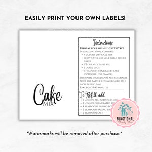 Printable Cake Mix Labels | Homemade Cake Mix Label | Printable Dry ...