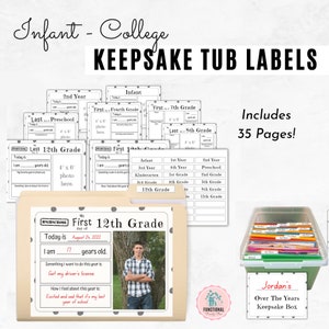School Years Memory Keepsake Labels | Printable Childhood Memory Bin ...