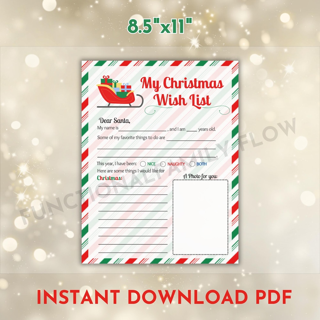 Christmas Wish List | Printable Letter to Santa | Kids Christmas ...