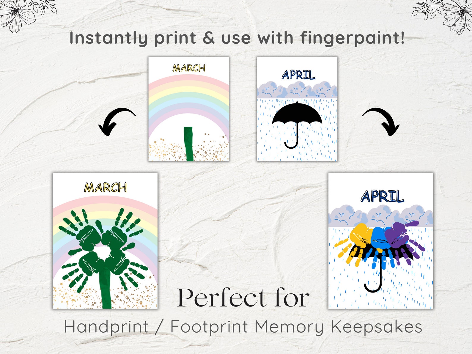 12 Month Memory Book Keepsake Craft | Yearly Handprint Art | Preschool ...