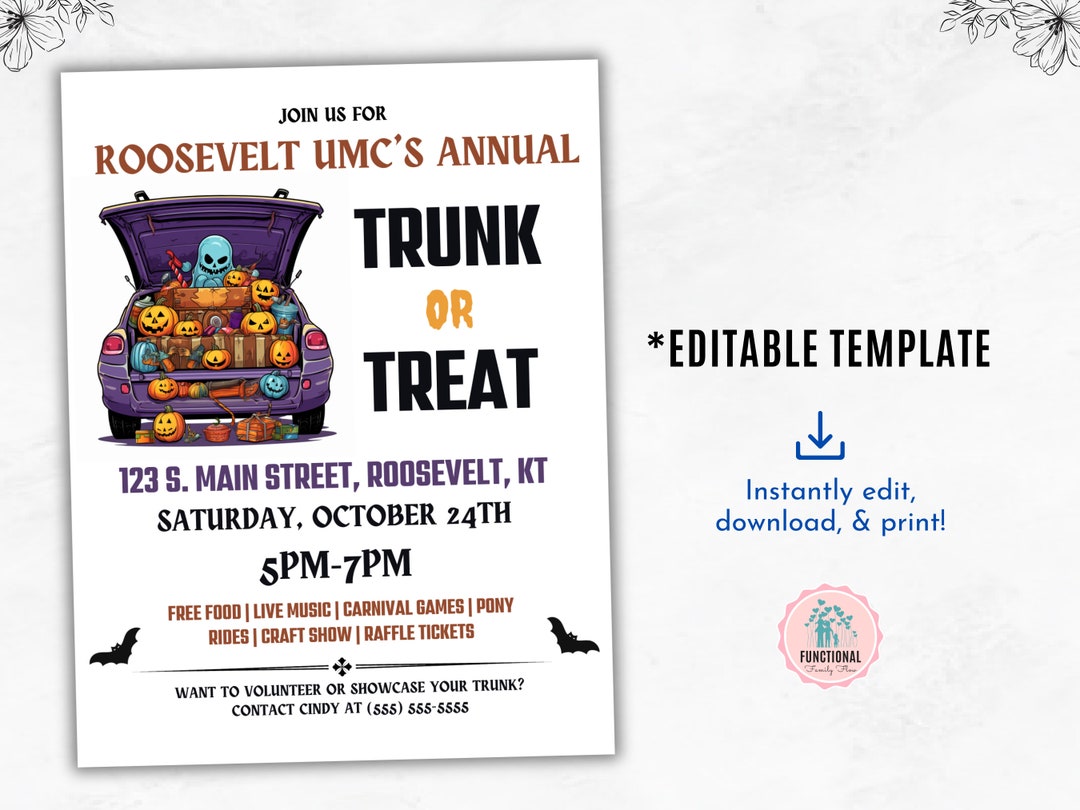 Editable Trunk or Treat Flyer Customizable Fall Festival - Etsy