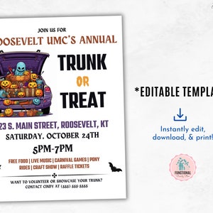 Editable Trunk or Treat Flyer | Customizable Fall Festival Invite ...