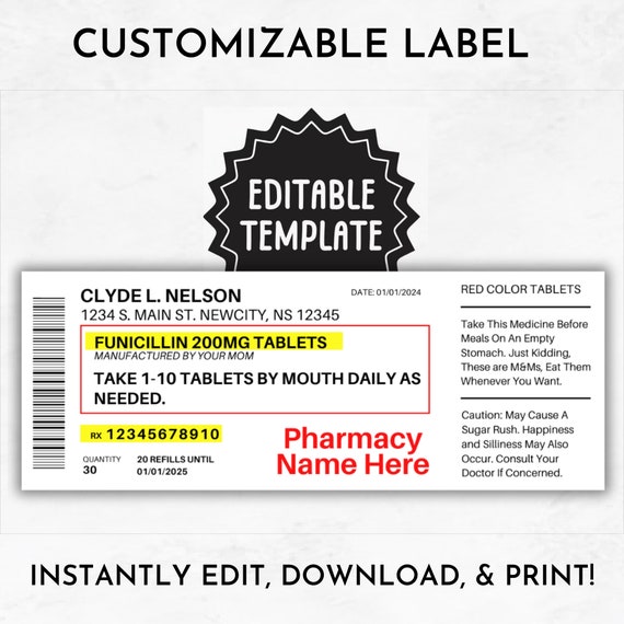 Blank Prescription Label Template