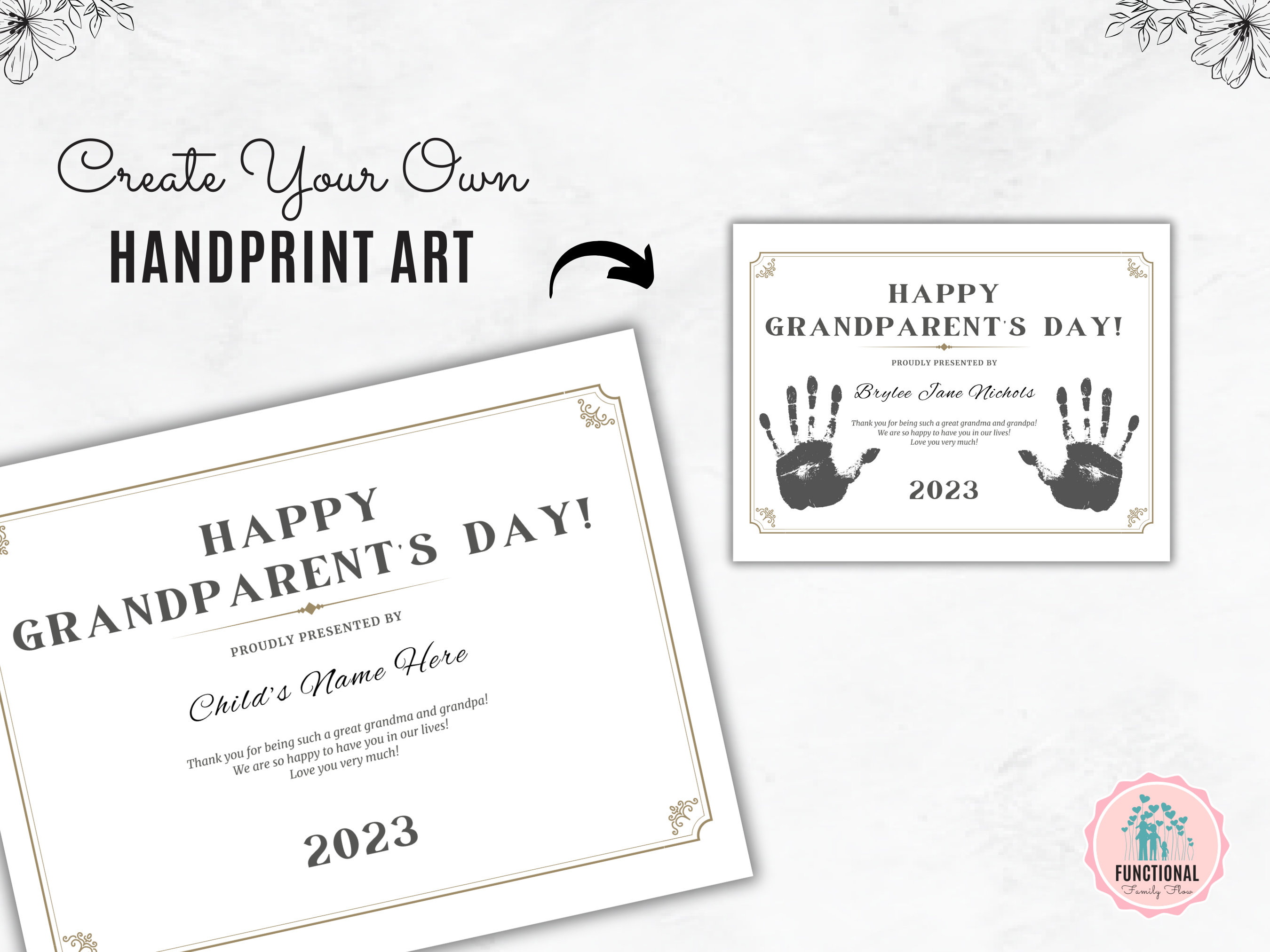 Grandparents Day Handprint Craft Gift for Grandparent's - Etsy