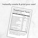 Supplement Facts | Editable Supplement Nutrition Label | Supplement ...