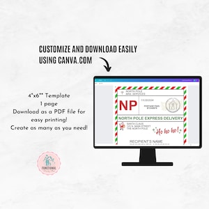 Santa Shipping Label Template | Editable North Pole Mail Label | Santa ...