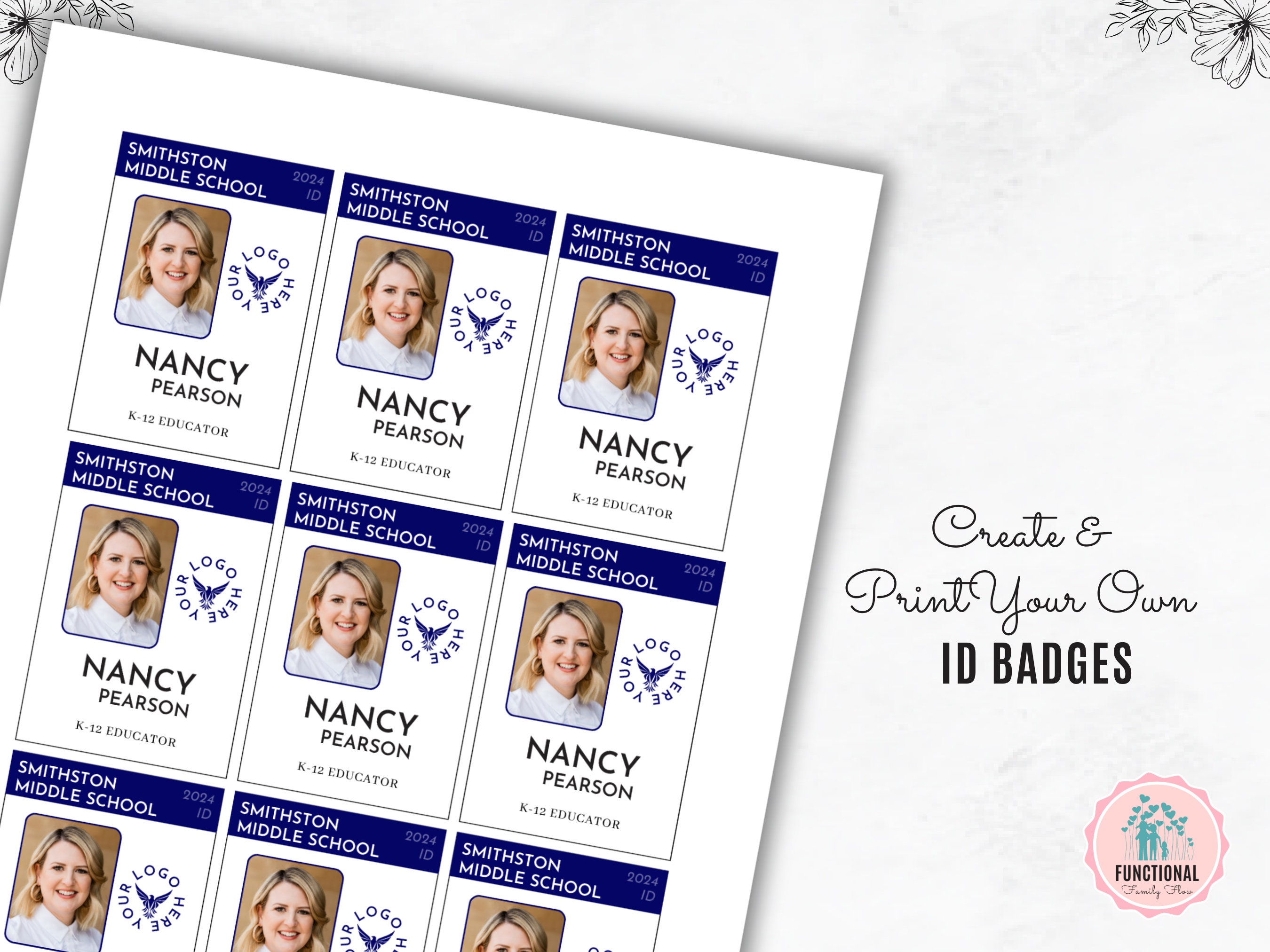 Bulk ID Badge Template | Custom ID Badges | Printable ID Cards | Bulk ...