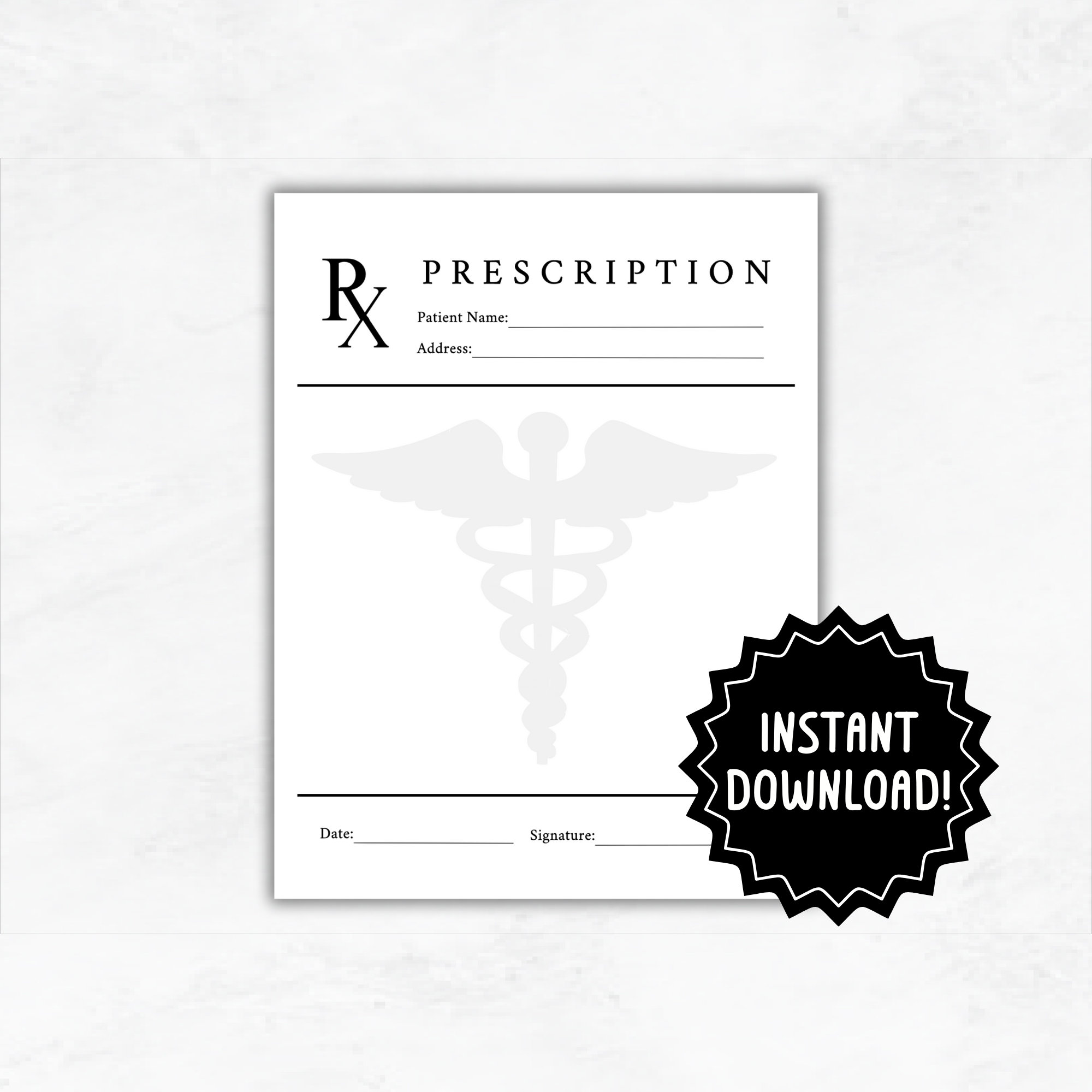 Blank Prescription Pad | Printable Prescription Pad Page | Rx ...