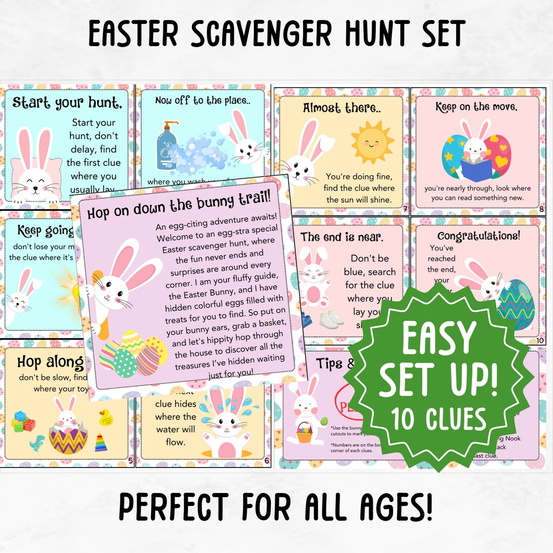 Easter Scavenger Hunt for Kids | Easter Hunt Clues | Indoor Easter ...