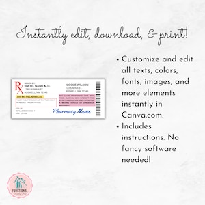 Prescription Label Template | Editable Horizontal RX Bottle Label ...