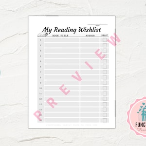 Book Wish List | Printable Reading Planner | Reading Journal Page ...