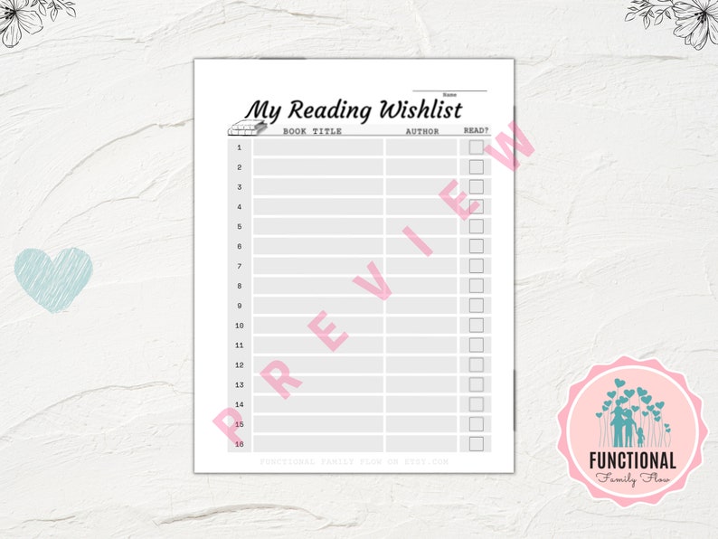 Book Wish List Printable Reading Planner Reading Journal - Etsy