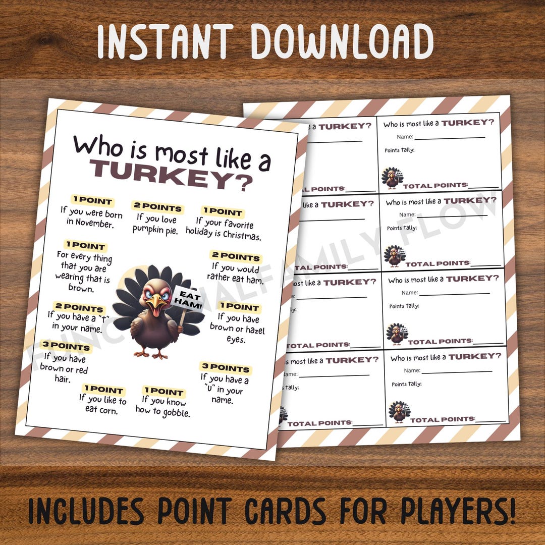 Printable Thanksgiving Game | Family Game for Thanksgiving | Dinner ...