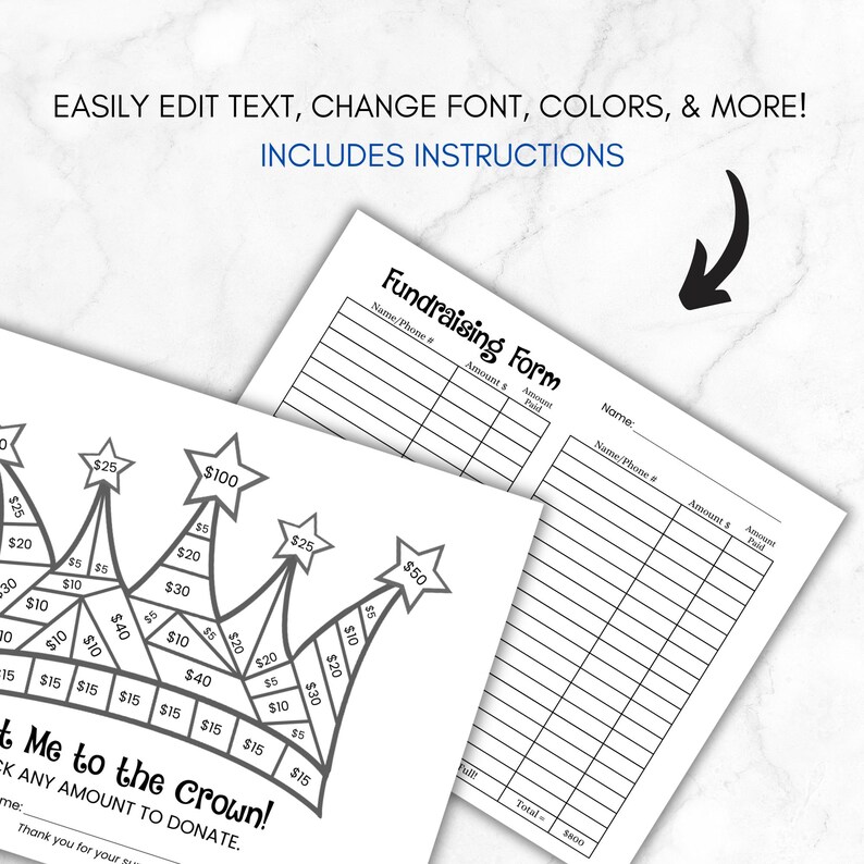 Pageant Fundraiser Form Template: Editable Printable Flyer (11x8.5 ...