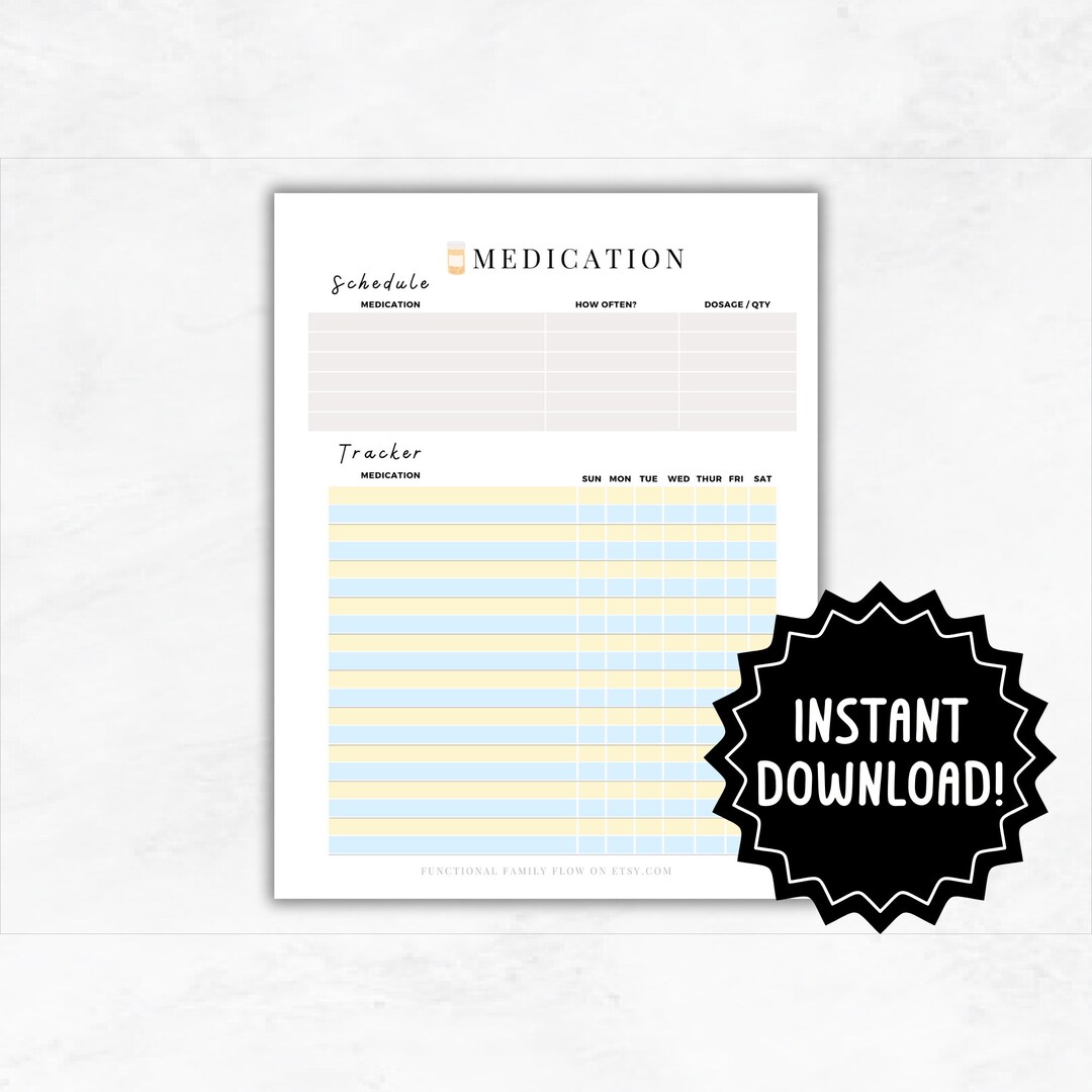Medication Tracker | Printable Medication Chart | Medication Log ...